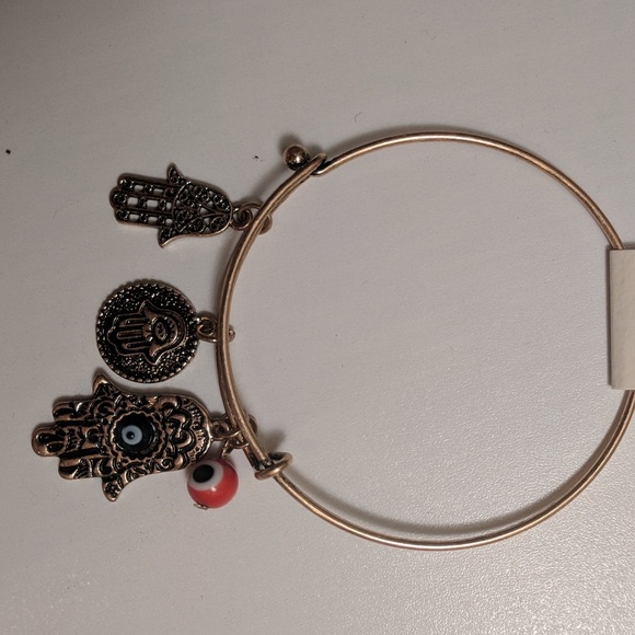 Jewelry | Hamsa Bracelet Gold Oxodized With Red Evil Eye | Poshmark